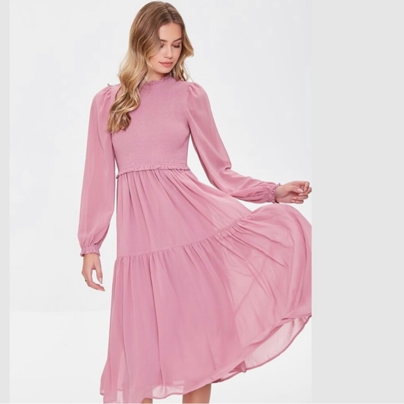 Forever 21 | Dresses | Smoked Chiffon Midi Dress | Poshmark